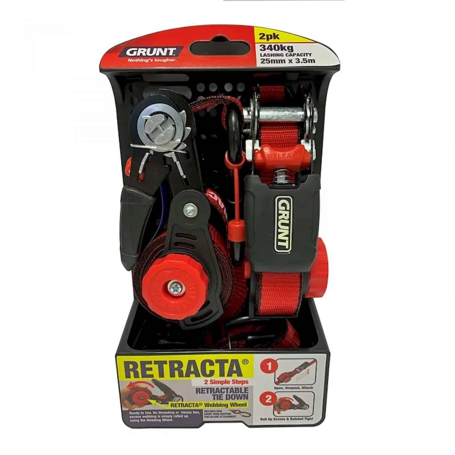 Grunt 25mm x 1m Pull Tie Down Strap – 2 Pack – GRUNT